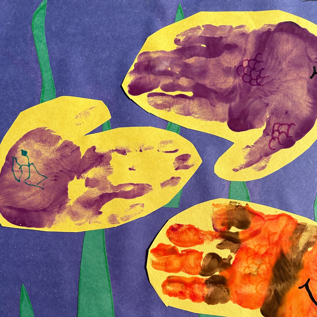 Whimsical Handprint Fish Painting